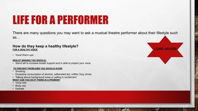 Role of a musical theatre performer final | PPTX