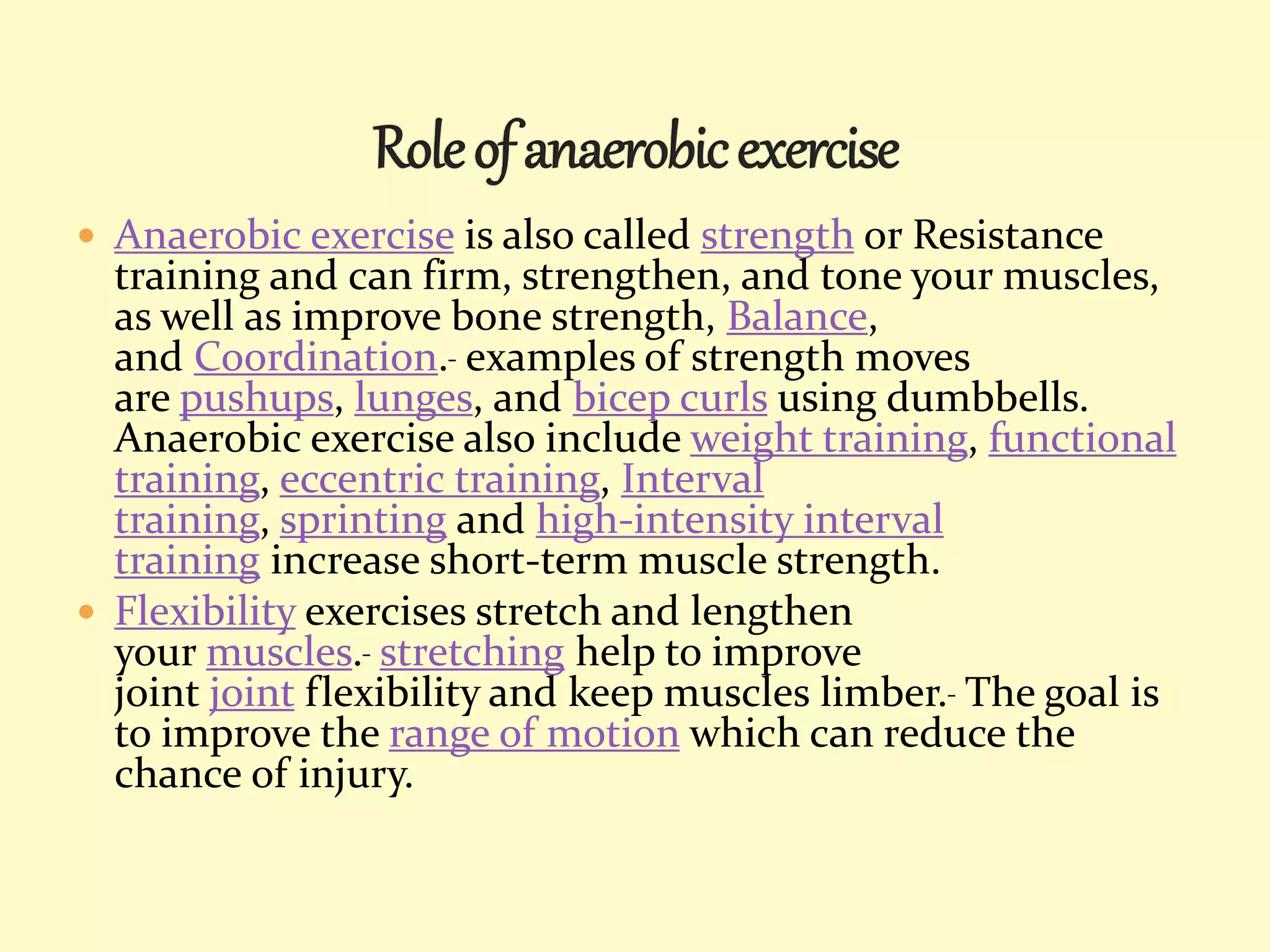 Role of anaerobic and anaerobic metabolism in exercise. | PPTX