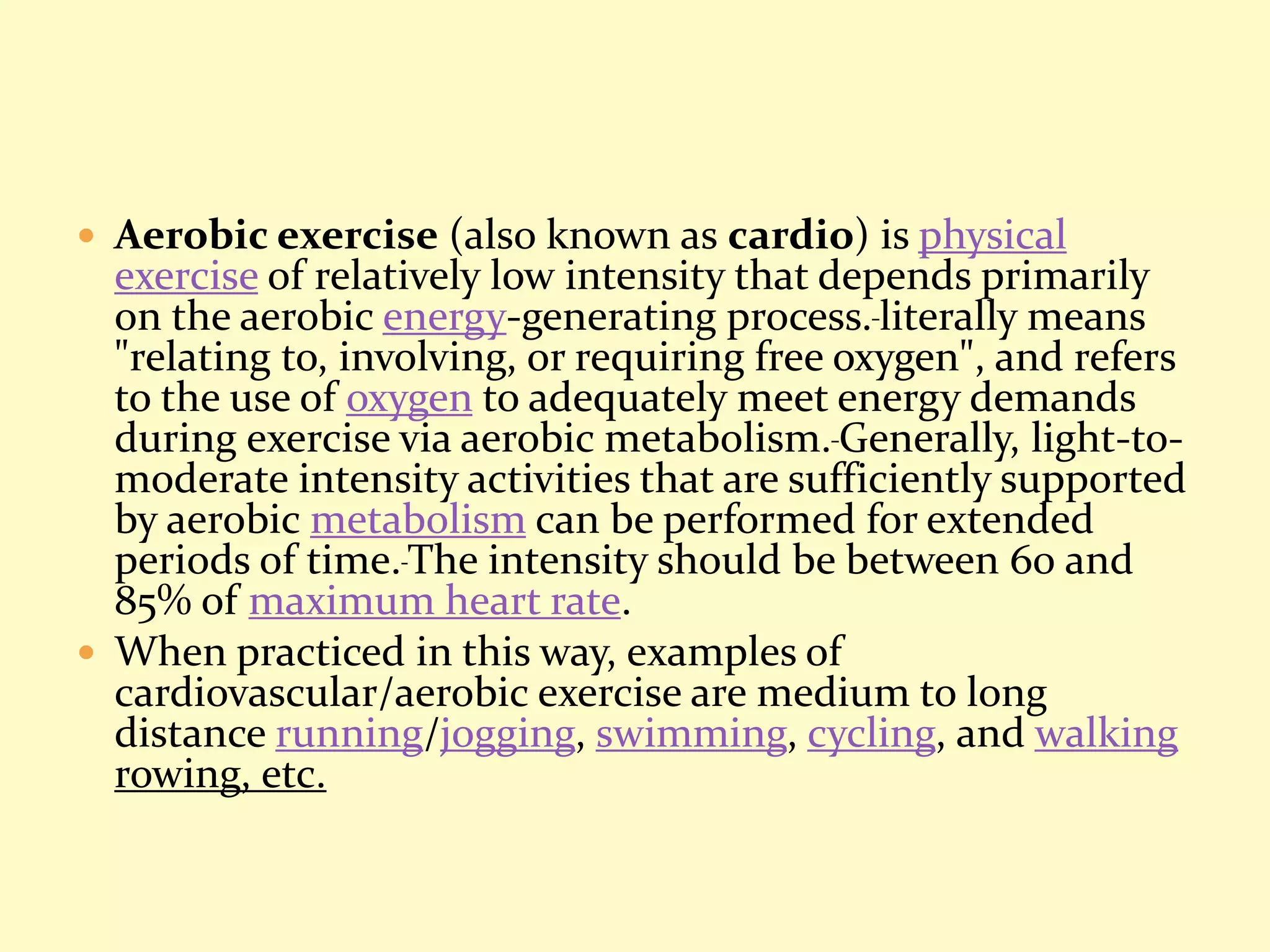 Role of anaerobic and anaerobic metabolism in exercise. | PPTX