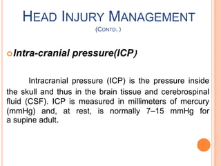 Management of Head Injury | PPTX