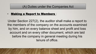 Role of an Auditor in Corporate Sector (PPT) | PPTX