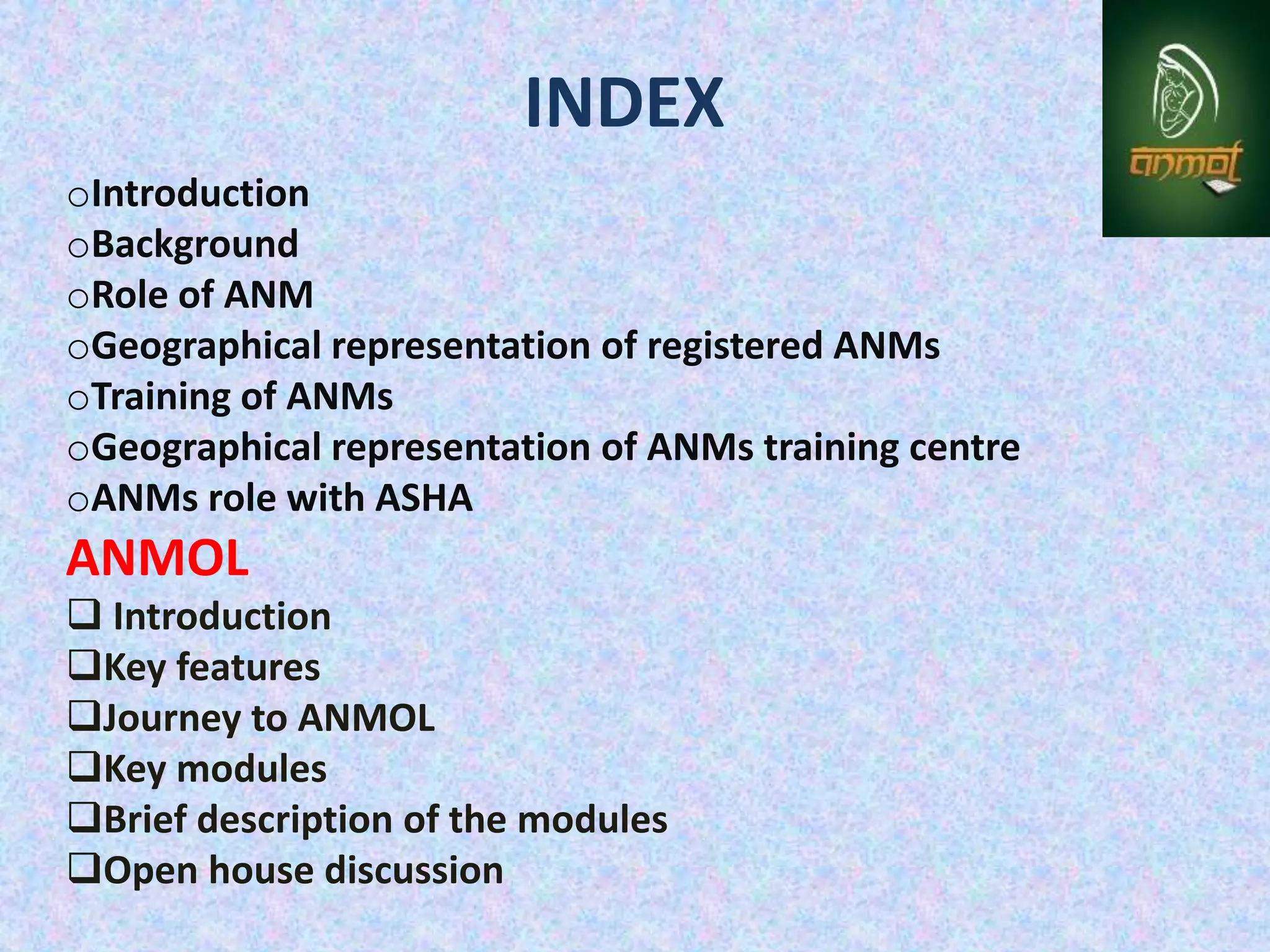 AMN on line (ANMOL) in health facility | PPTX