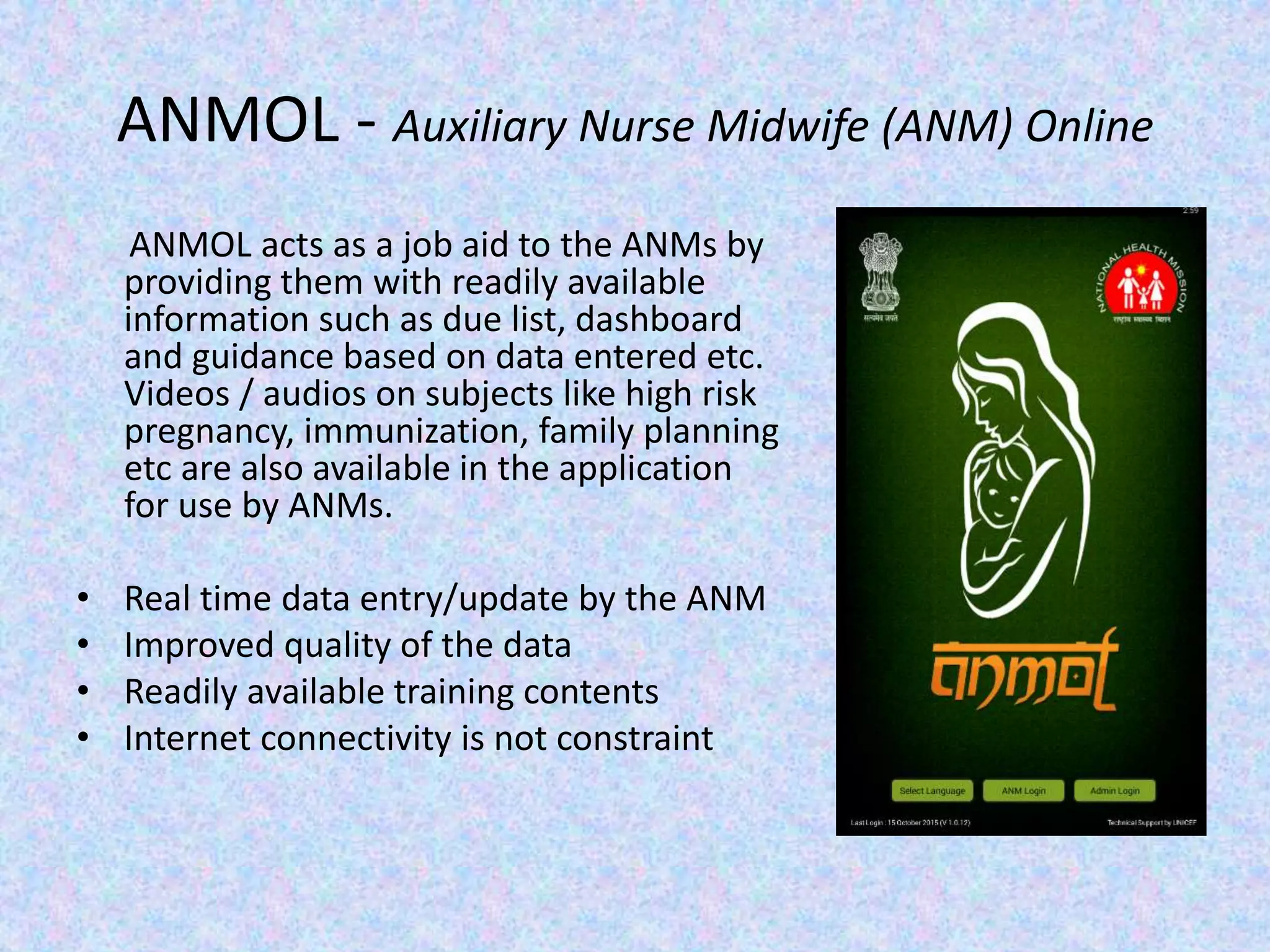 AMN on line (ANMOL) in health facility | PPTX