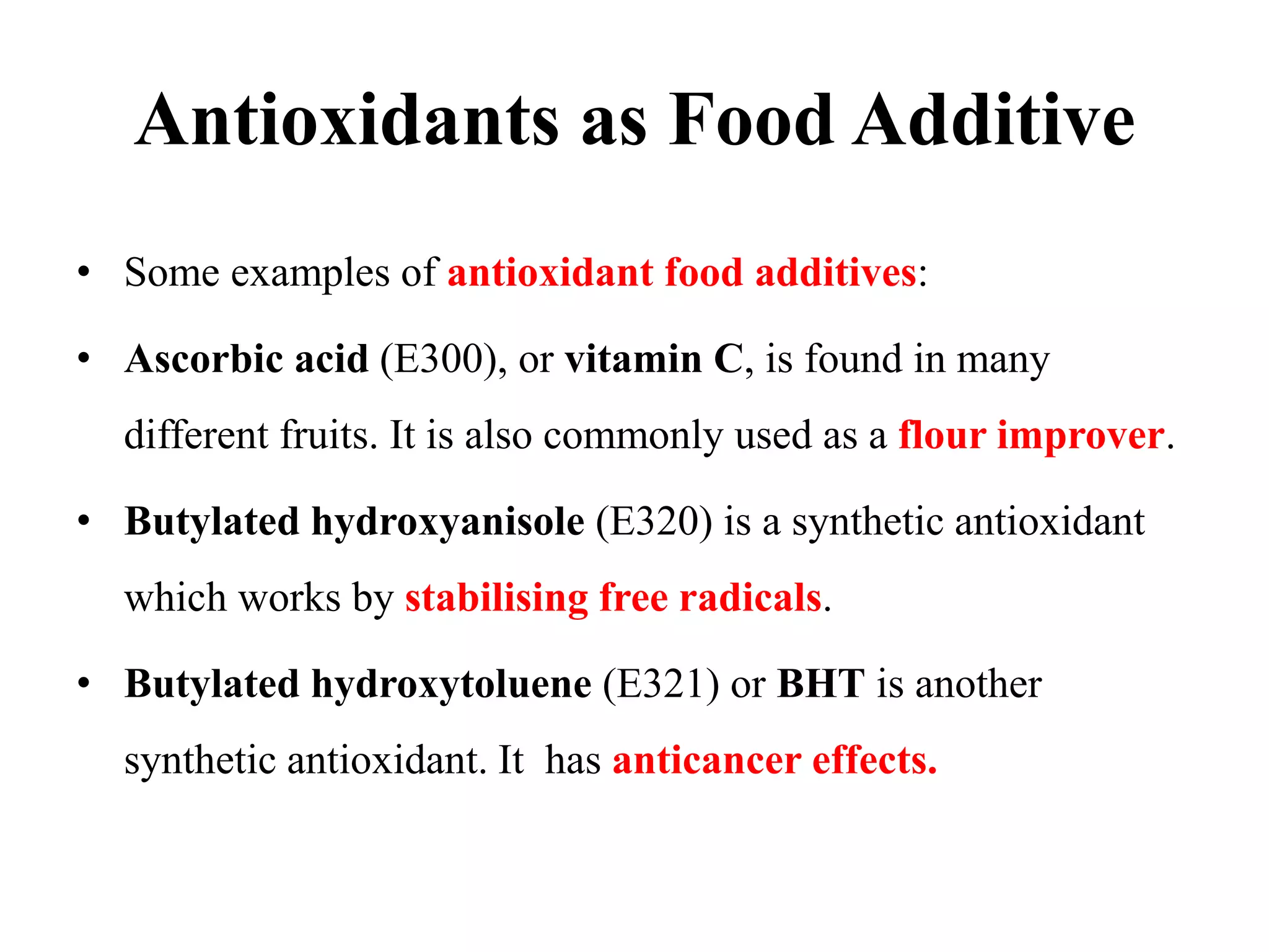Role of antioxidant in food preservation | PPTX