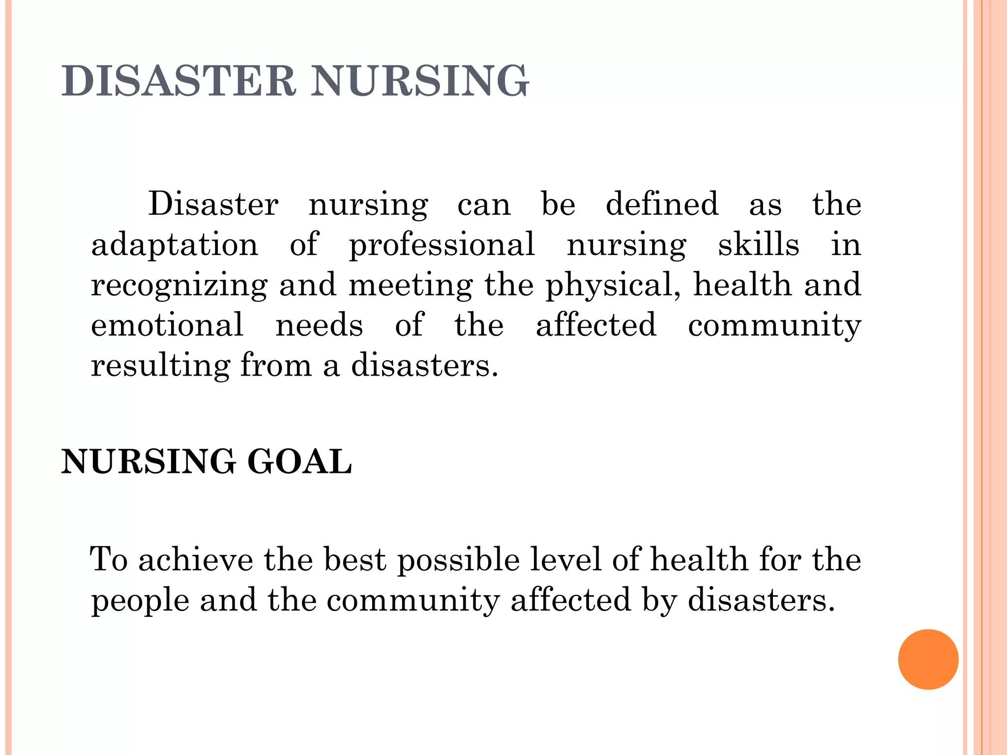 Role of a nurse in disaster management | PPT