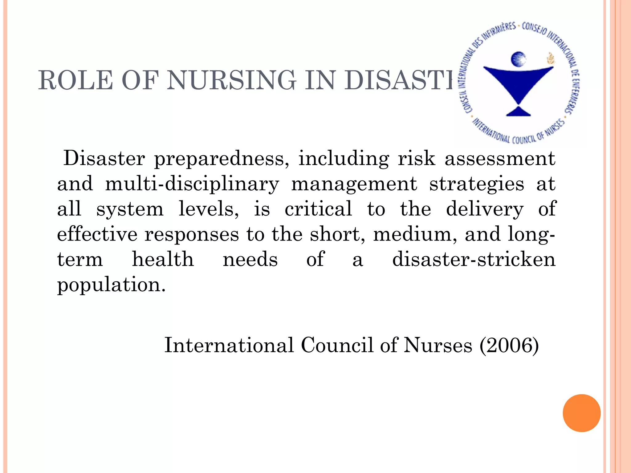 Role of a nurse in disaster management | PPT