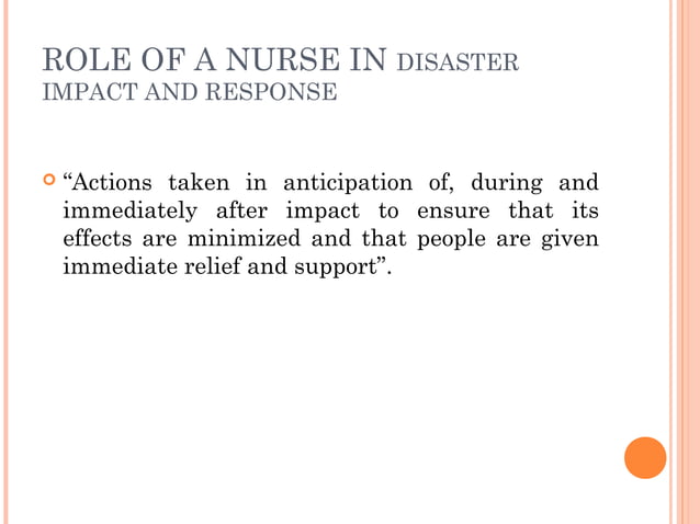 Role of a nurse in disaster management | PPT | First Aid | Injuries