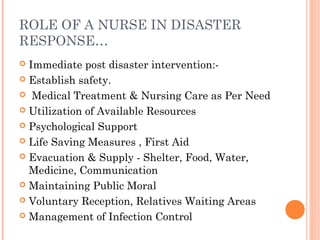 Role of a nurse in disaster management | PPT