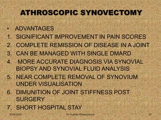 Role of arthroscopic synovectomy of knee joint in ra | PPTX