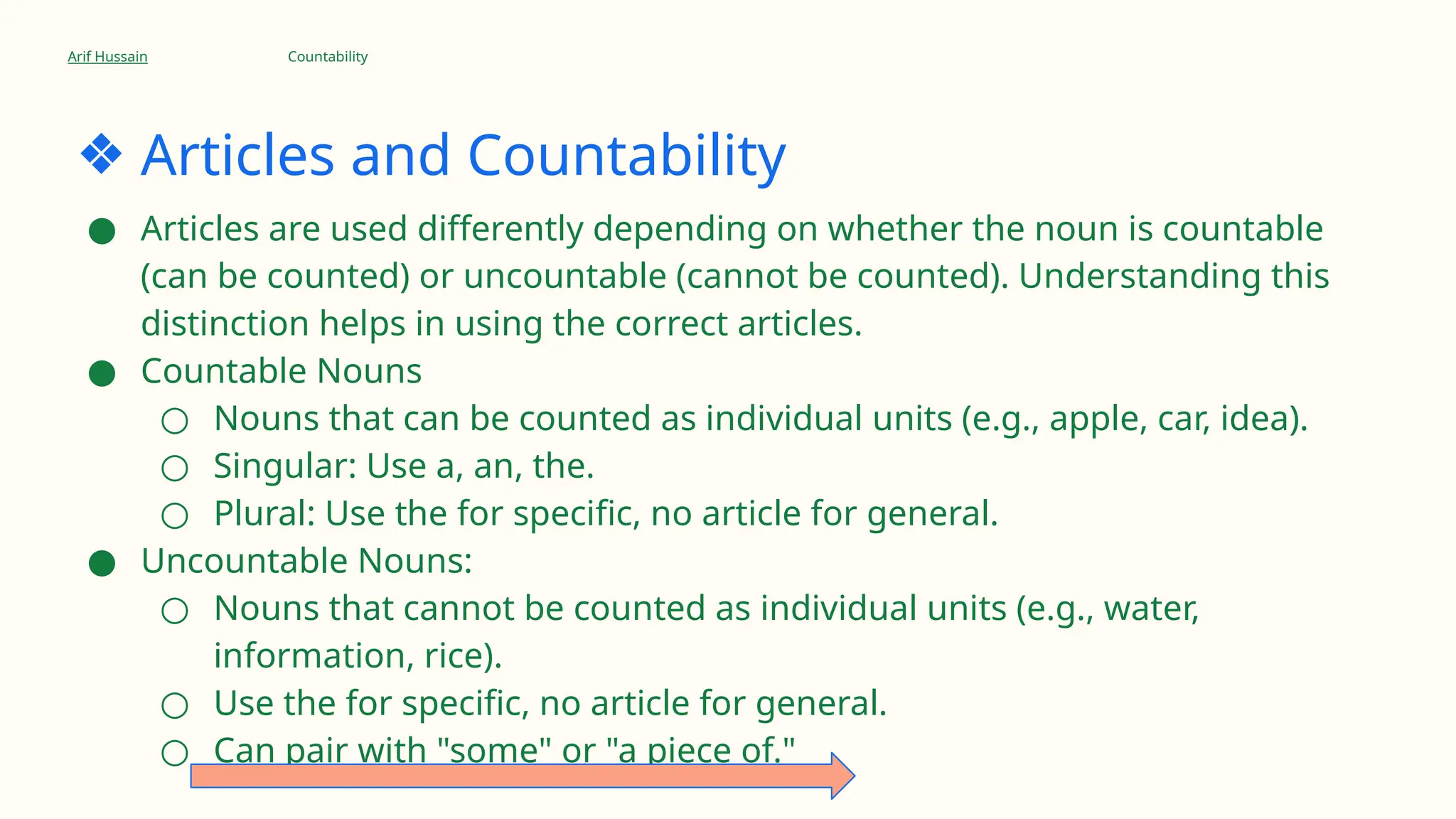 Role of Articles in English.pptx group presentation | PPT