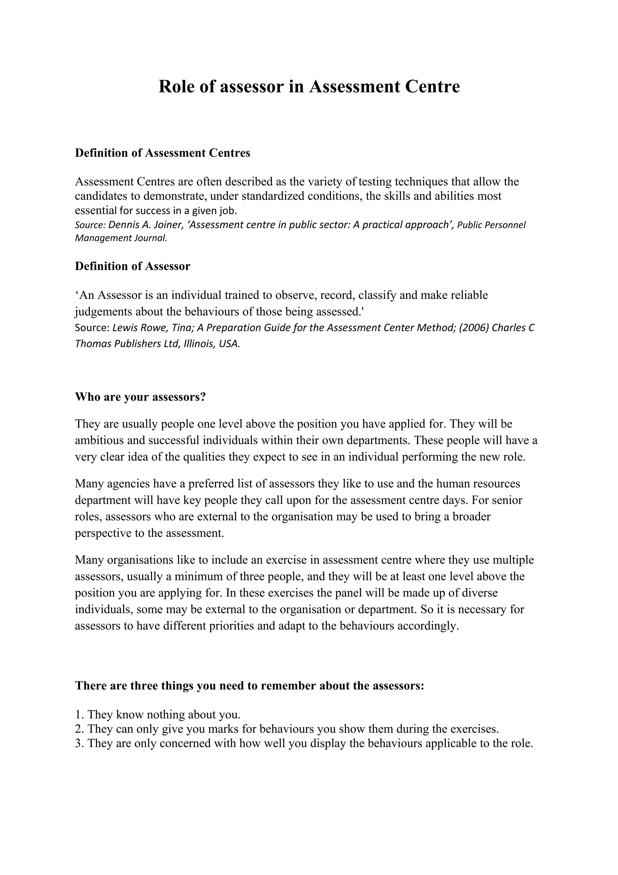 Role Of Assessor In Ac | DOC