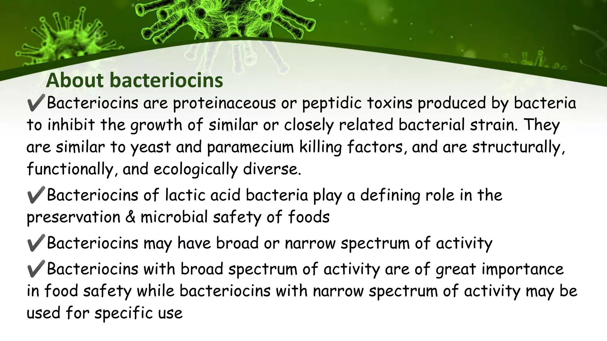 Role of bacteriocins in food safety | PDF