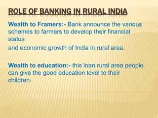 Role of banking sector in rural india | PPT