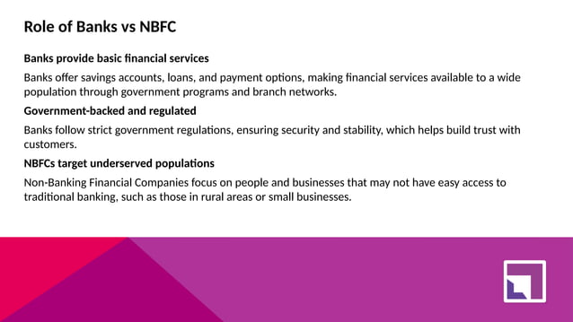 Role of Banks vs NBFCs in Financial Inclusion.pptx | Business Banking ...