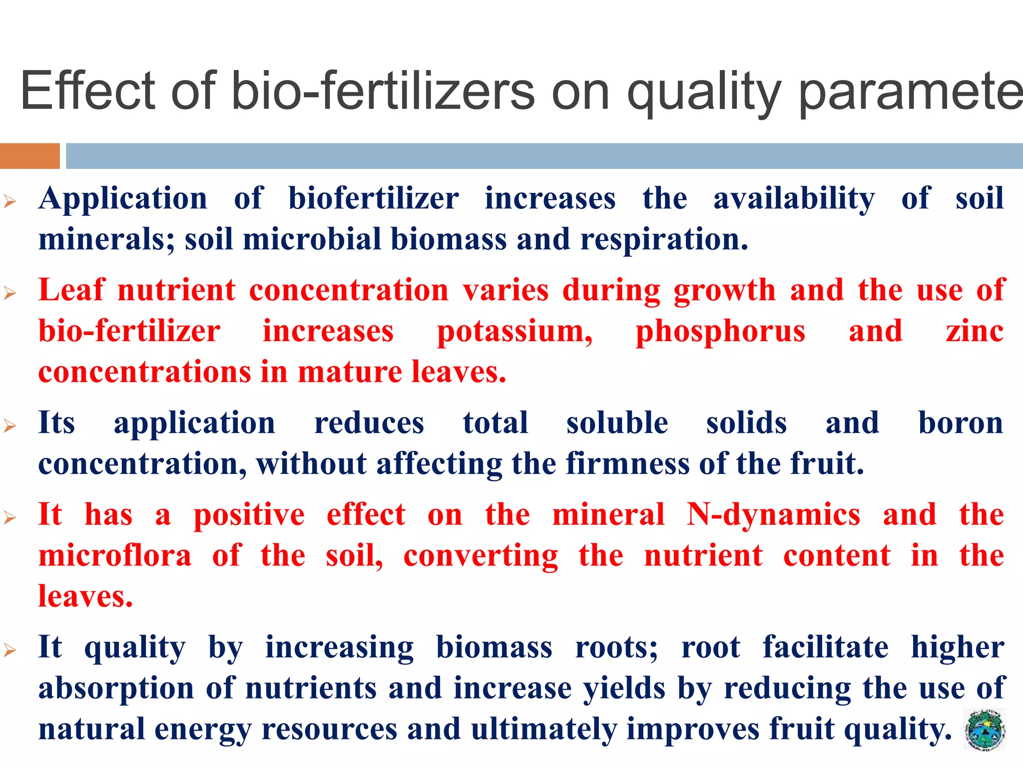 Role of biofertilizers in Horticulture | PPTX