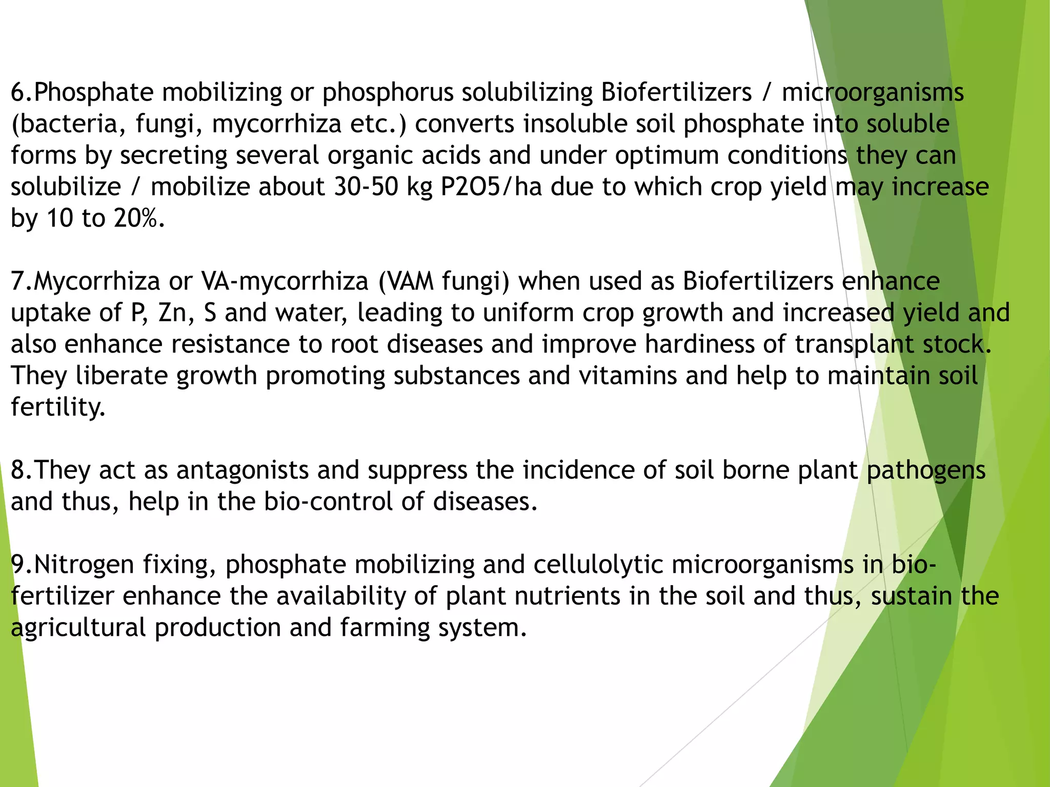 Role of biofertilizer in agriculture | PPTX