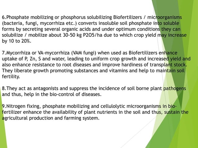 Role of biofertilizer in agriculture | PPTX | Agriculture | Industries