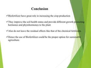 Role of biofertilizer in agriculture | PPTX