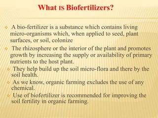 Role of biofertilizers | PPTX | Agriculture | Industries