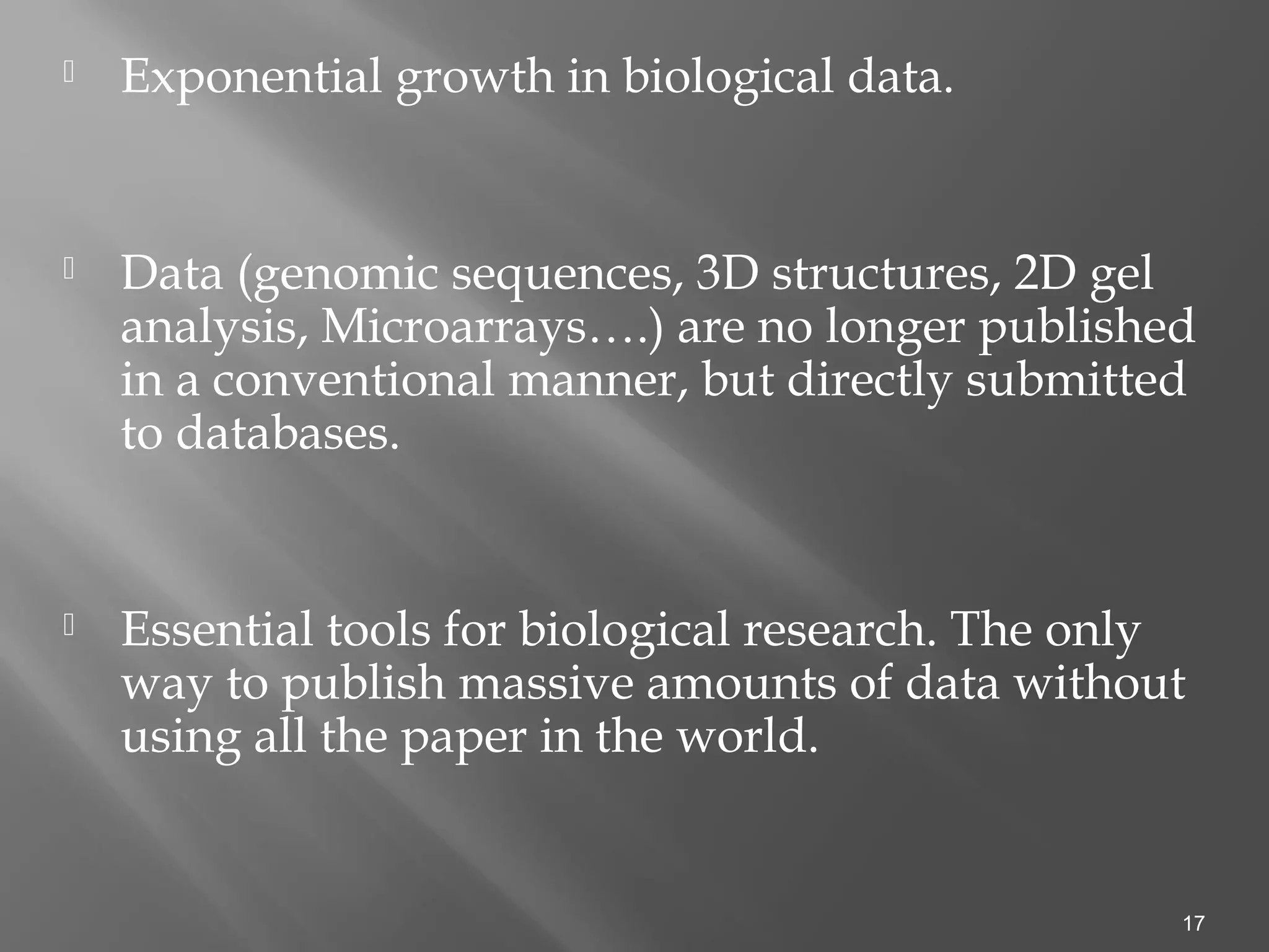 Role of bioinformatics in life sciences research | PPT
