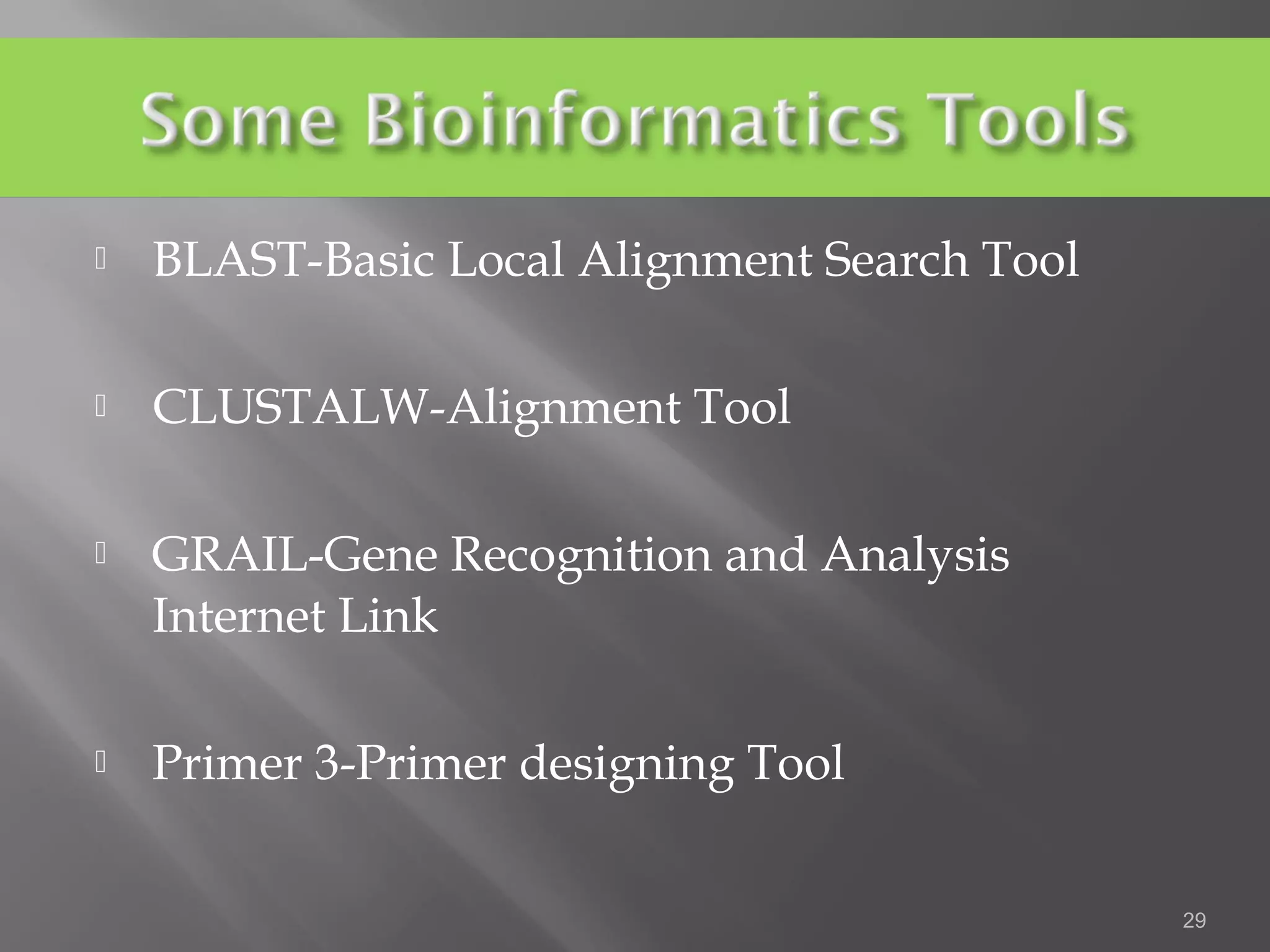Role of bioinformatics in life sciences research | PPT
