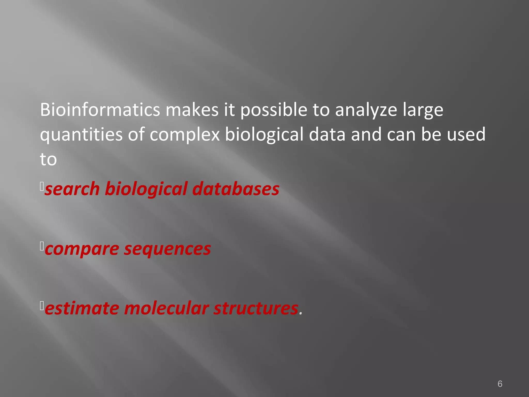 Role Of Bioinformatics In Life Sciences Research Ppt Databases