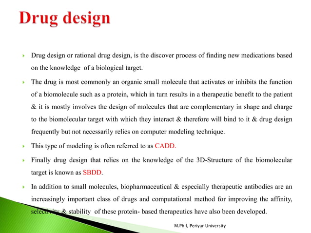 Role of bioinformatics of drug designing | PPTX | Pharmaceutical ...