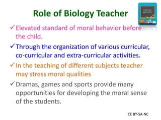 Role of biology teacher in inculcating biological science | PPTX