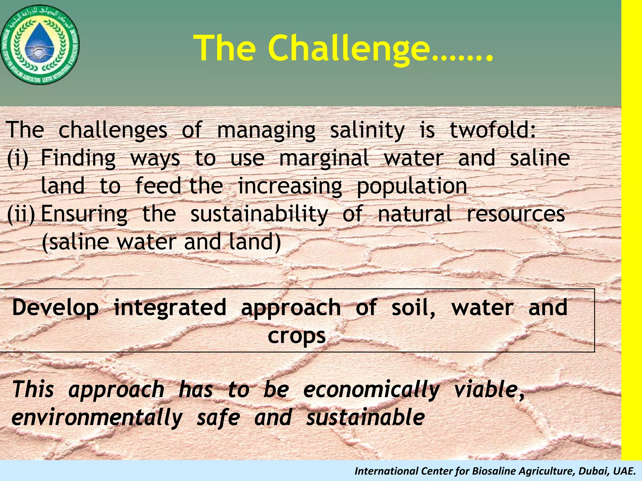 Role of biosaline agriculture Faisal Taha | PDF
