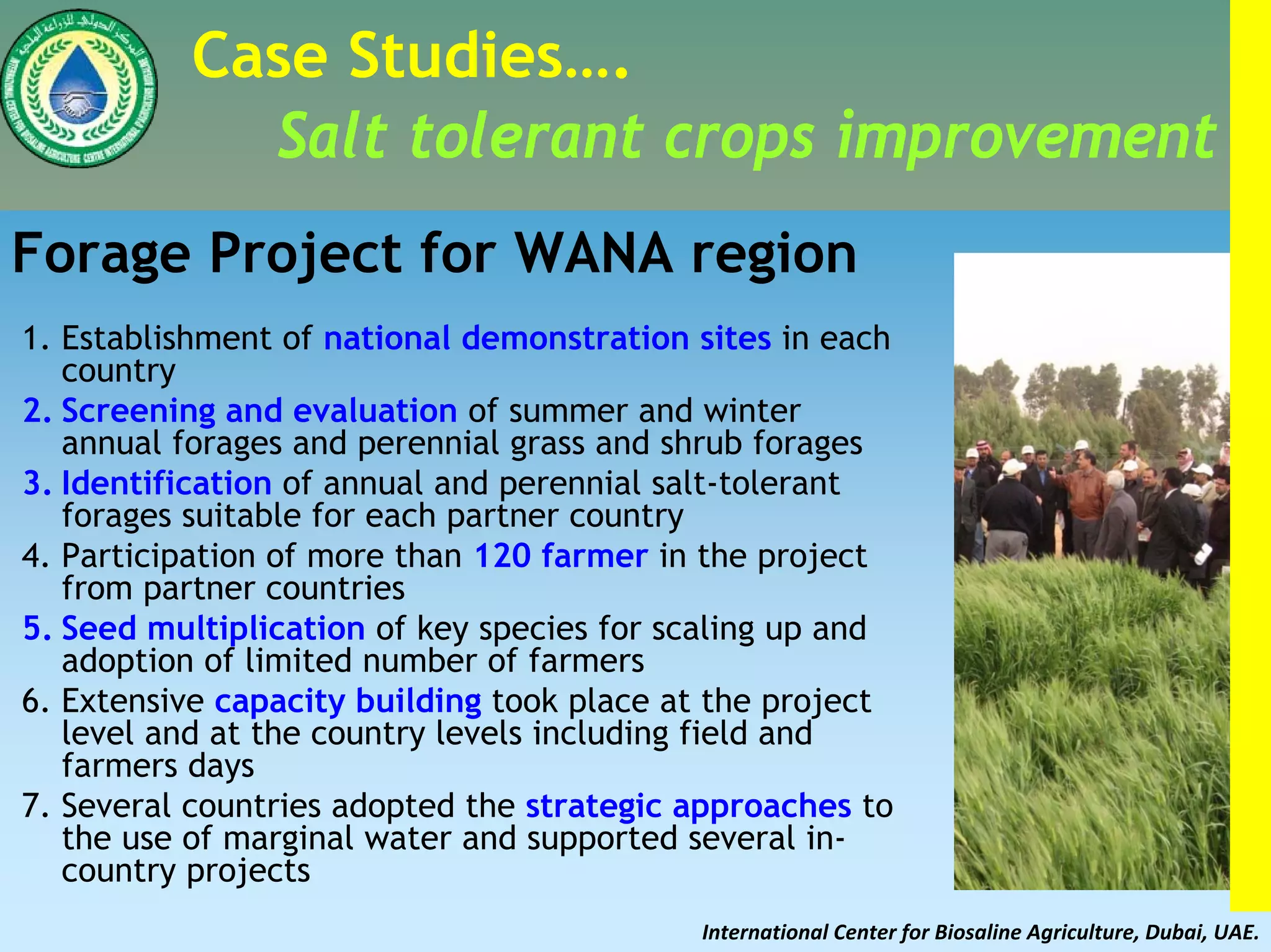 Role of biosaline agriculture Faisal Taha | PDF | Agriculture | Industries