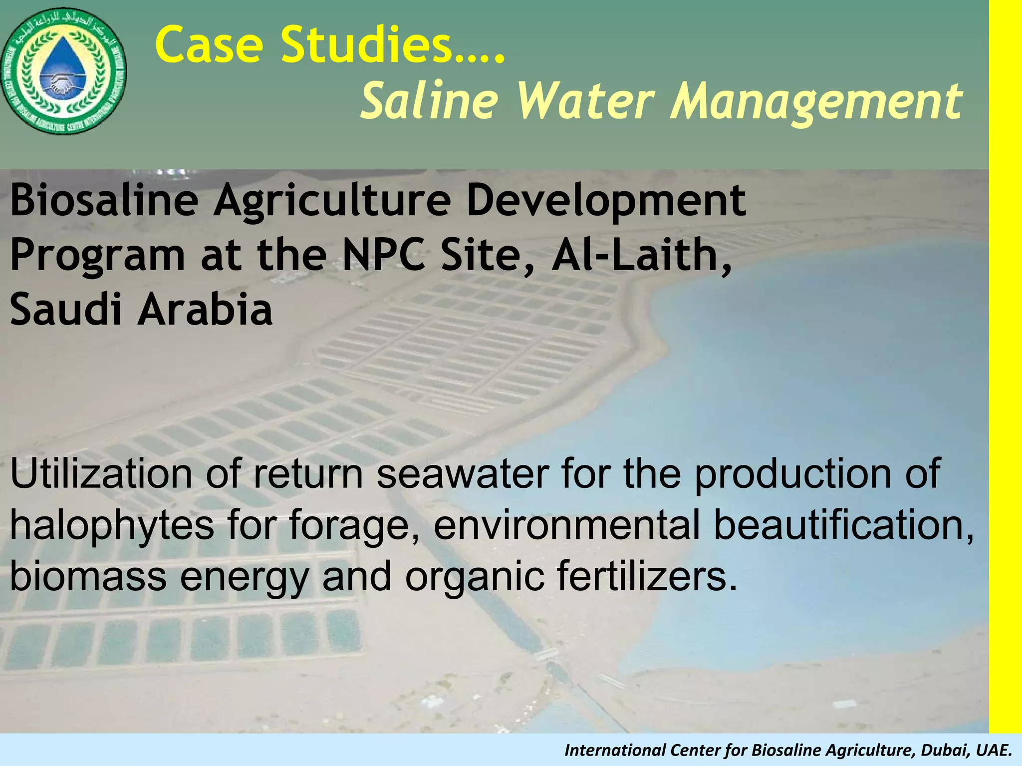 Role of biosaline agriculture Faisal Taha | PDF