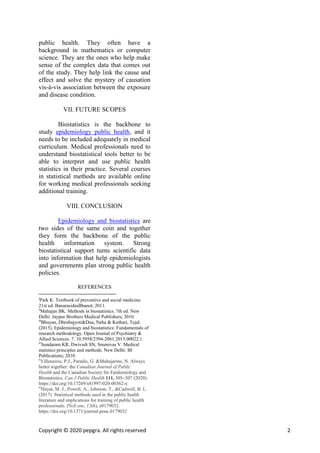 Role of Biostatistician and Biostatistical Programming in Epidemiological Studies - Pepgra | PDF