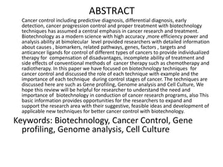 Role of biotechnology in cancer control | PPTX
