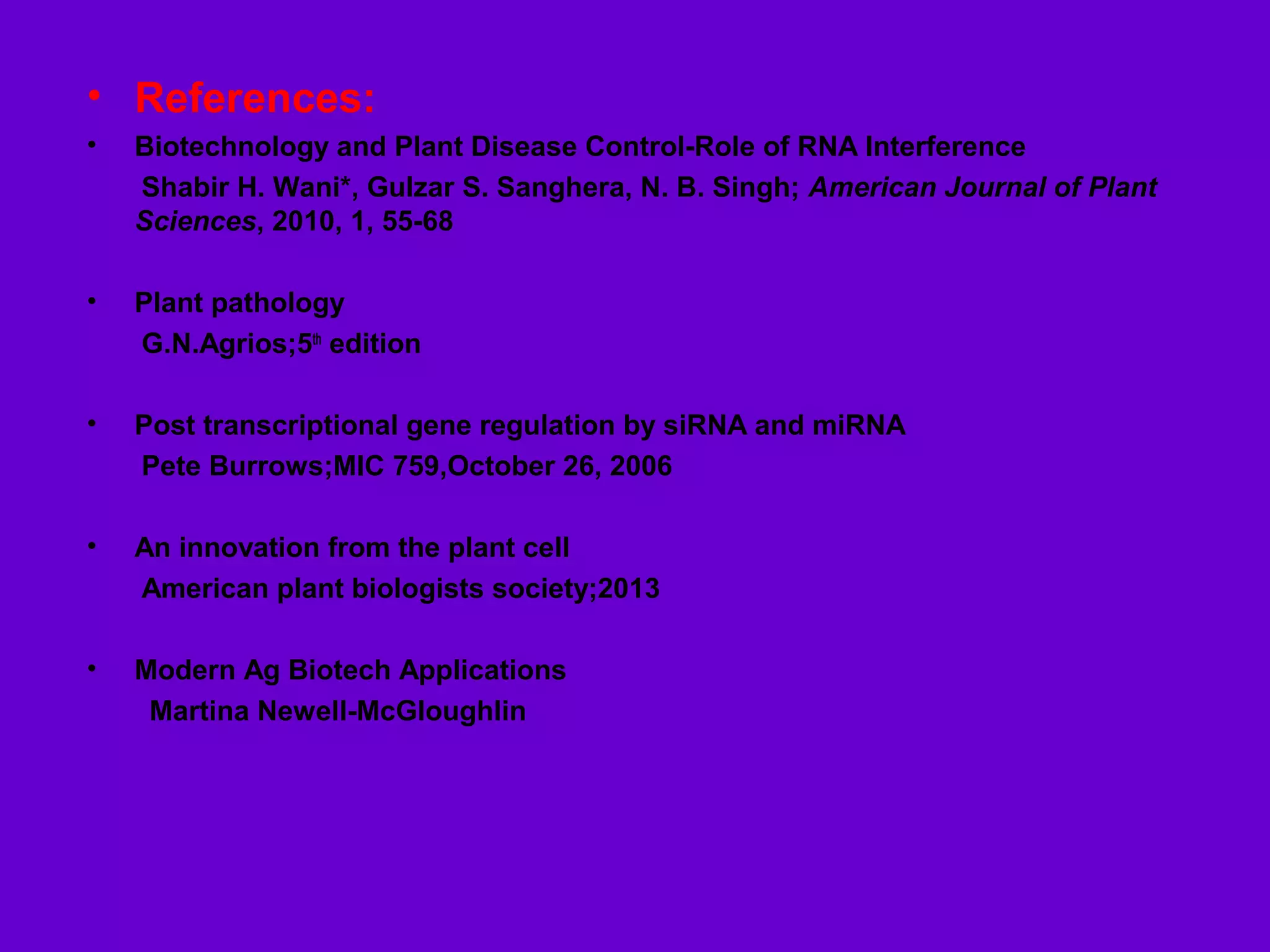 Role of biotechnology - gene silencing in plant disease control | PPT