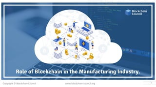 Role of blockchain in the manufacturing industry | PDF