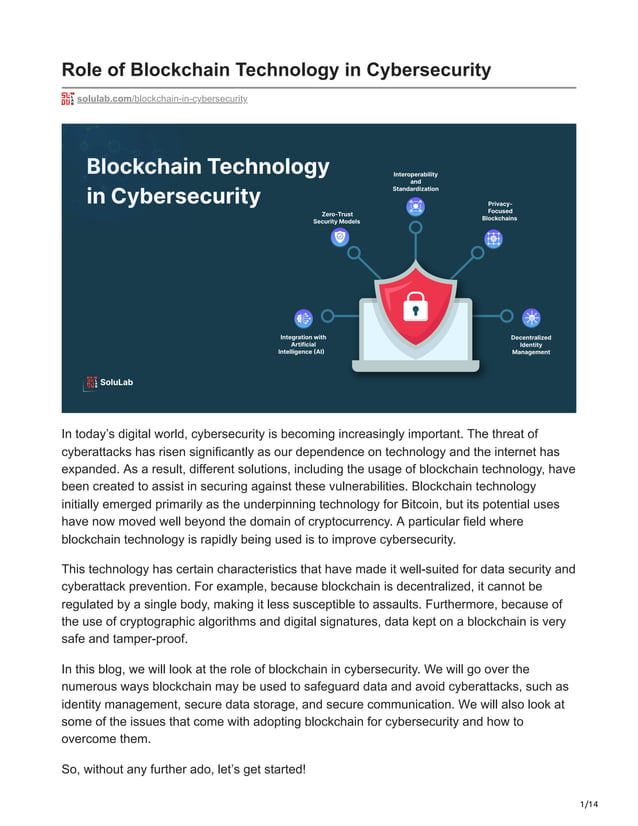 Role of Blockchain Technology in Cybersecurity | PDF | Technology Industry | Industries