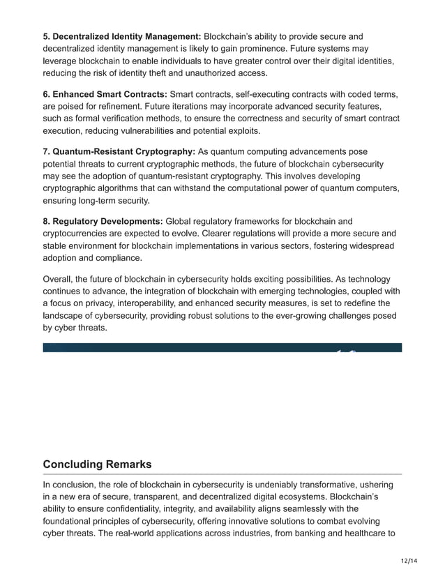 Role of Blockchain Technology in Cybersecurity | PDF | Technology Industry | Industries