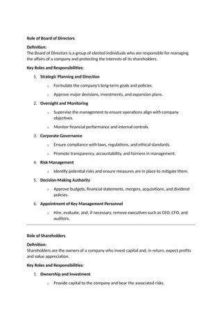 Role of Board of Directors & Shareholders.docx