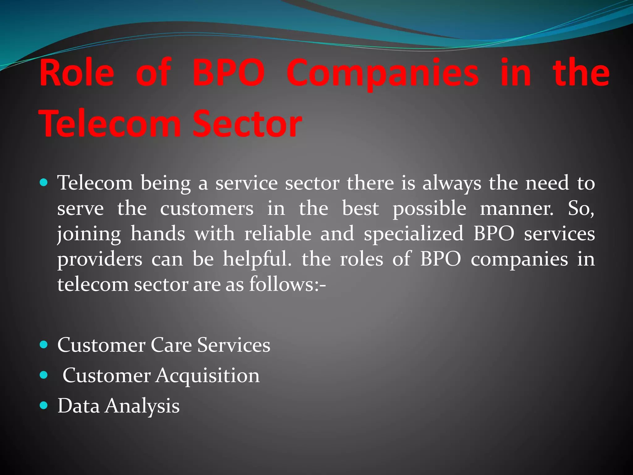 Role of bpo in telecom sector | PPTX