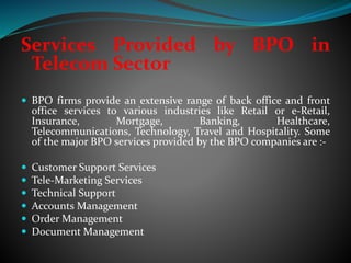 Role of bpo in telecom sector | PPTX