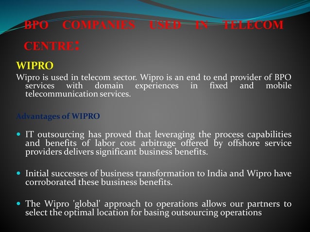 Role of bpo in telecom sector | PPTX