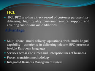 Role of bpo in telecom sector | PPTX