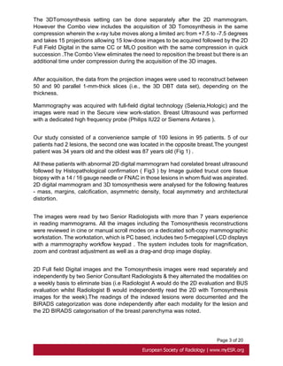 Role of Breast Tomosynthesis in the Morphological Analysis of Breast ...