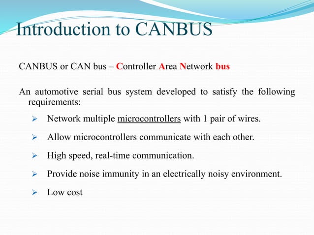 Role of CAN BUS in automotives | PPT | Computer Networking | Computing