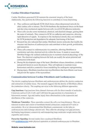 Role of Cardiac Fibroblasts in Cardiac Functioning and Fibrosis | PDF