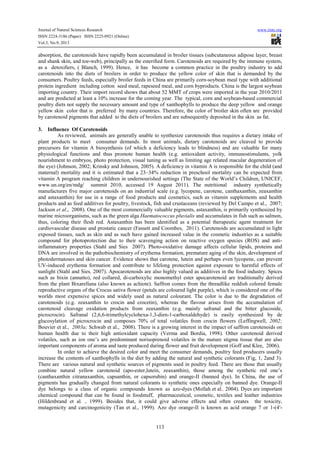 Role of carotenoids in poultry industry in china a review | PDF