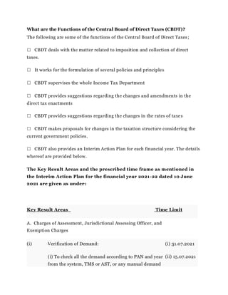 Role of CBDT in Indian Taxation System | Academy Tax4wealth | PDF