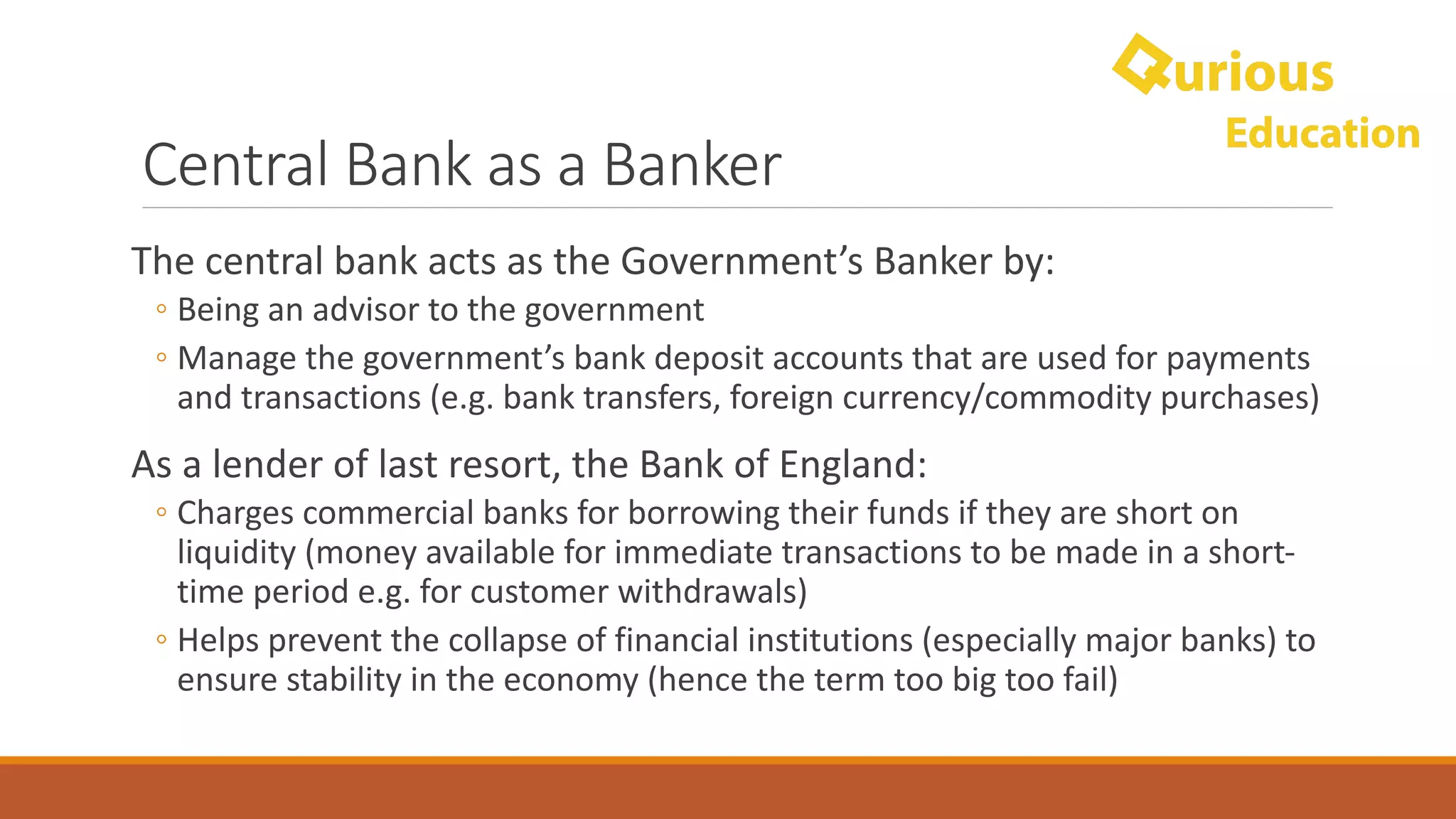 Role of Central Banks Notes - A-Level & IB Economics | PDF