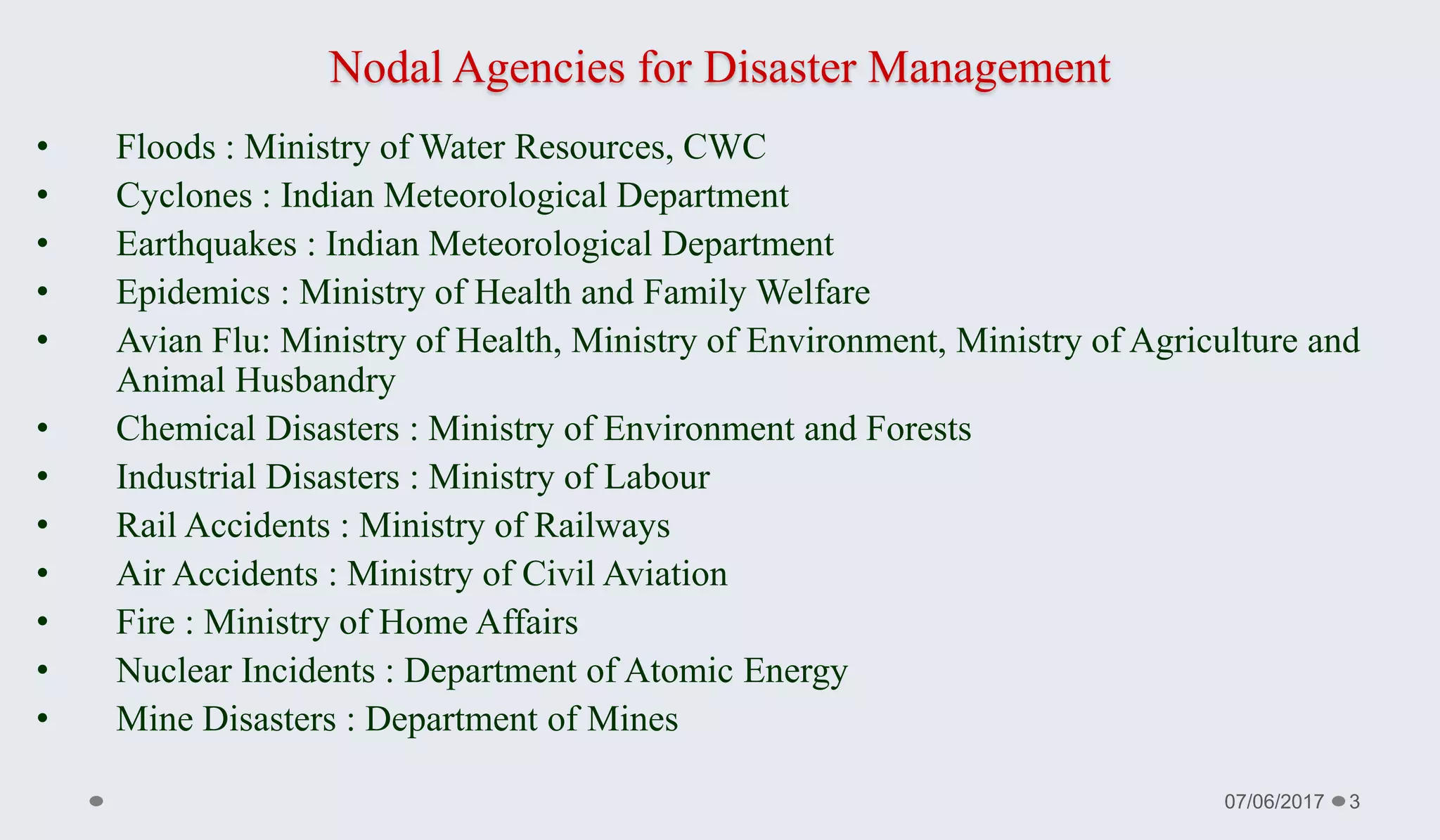 Role of central government in disaster management in india | PPTX