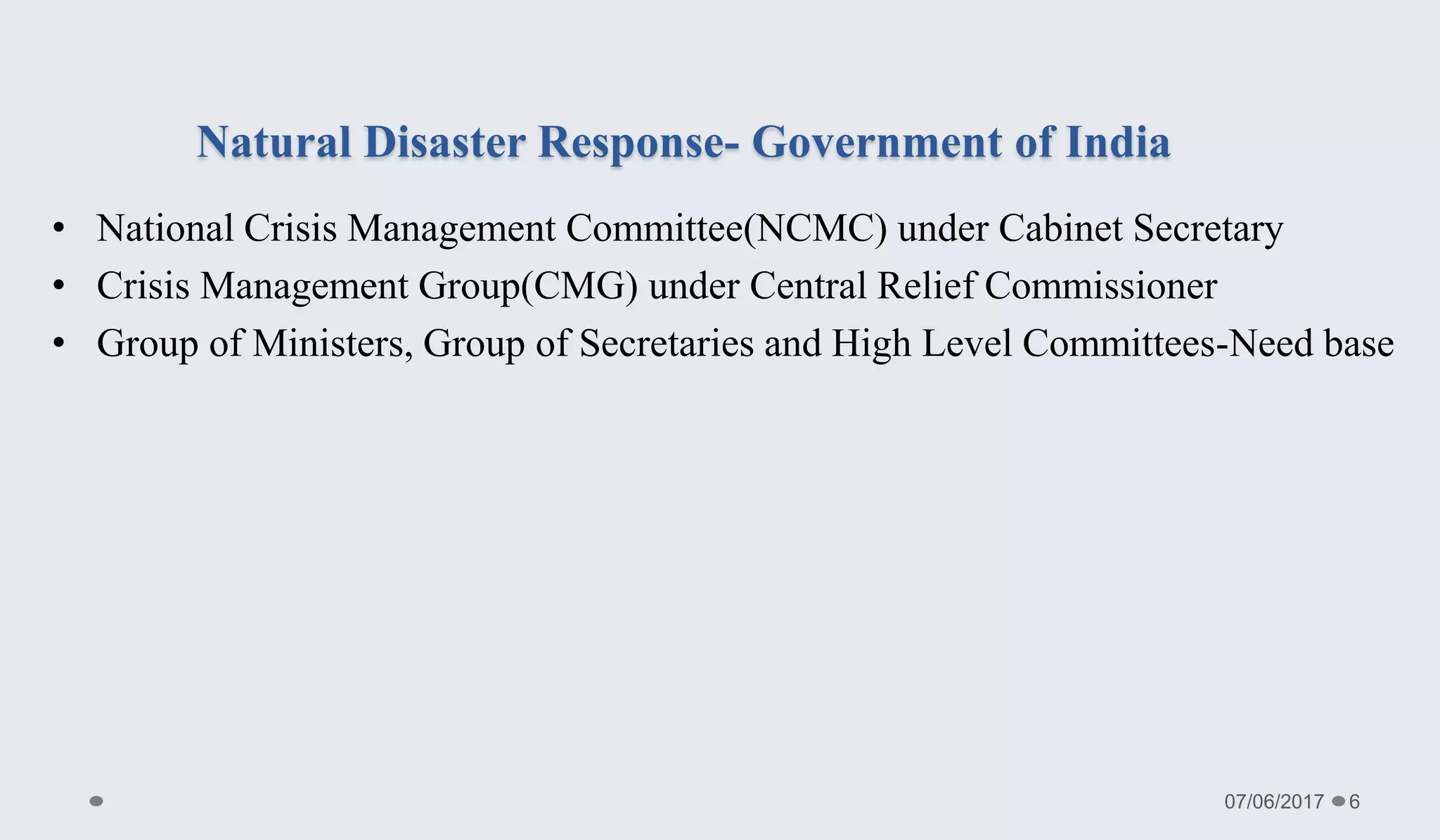 Role of central government in disaster management in india | PPTX